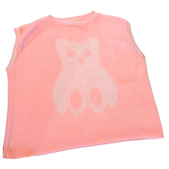 Vintage | Jackets & Coats | Vintage Pink Teddy Bear Sweater Vest 8s ...